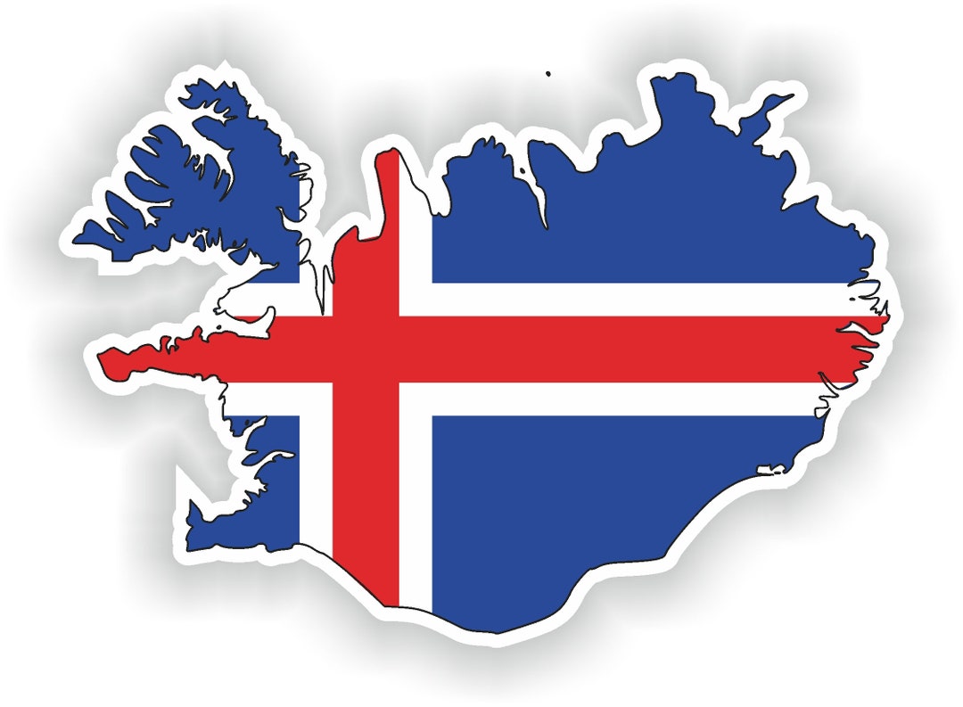 Iceland Map Flag Silhouette Sticker for Laptop Book Fridge Guitar ...