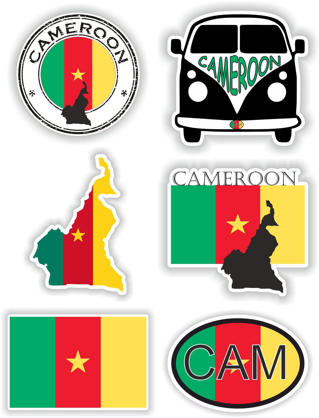 Cameroon Set of Stickers for Laptop Book Water Bottle Fridge Guitar ...