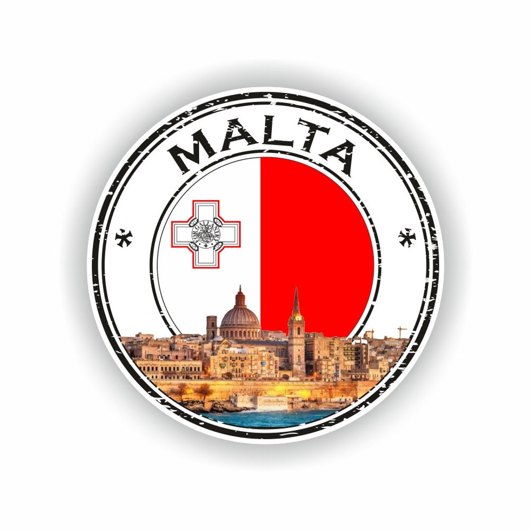 Malta #02 Seal Sticker Round Flag for Laptop Book Fridge Guitar ...