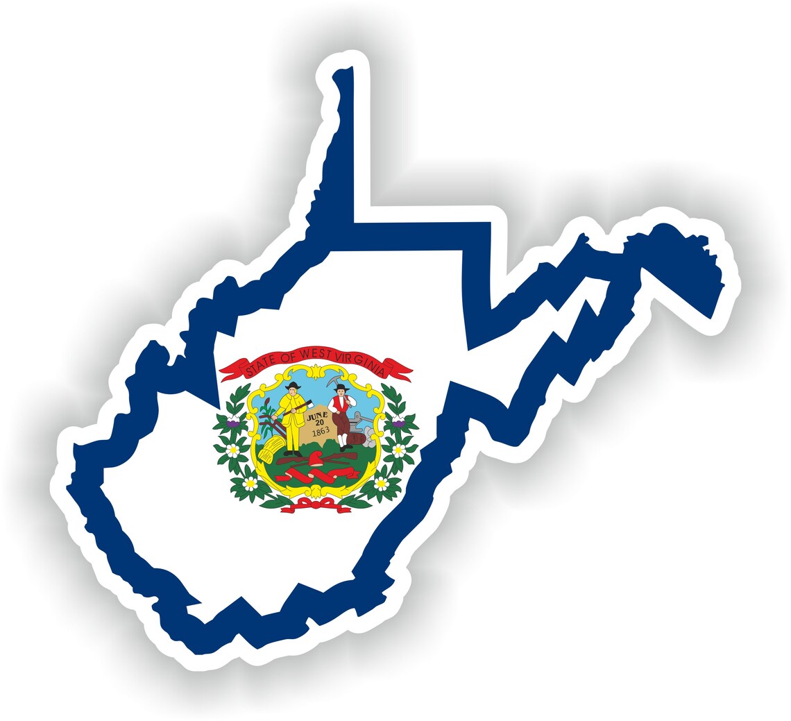 West Virginia Map Sticker Flag For Laptop Book Fridge Guitar Etsy Uk