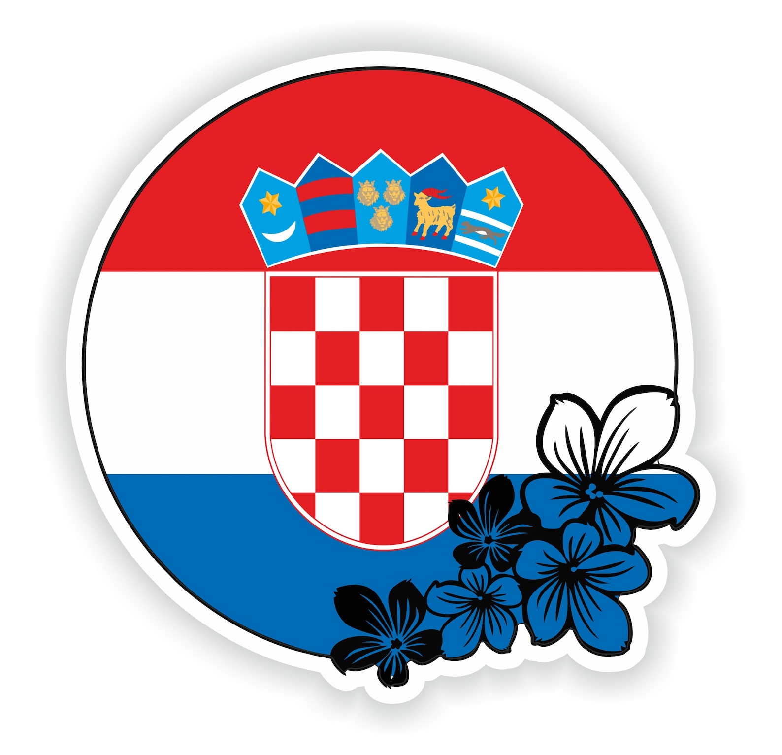 Croatia Sticker Round Flag for Laptop Book Fridge Guitar Motorcycle ...