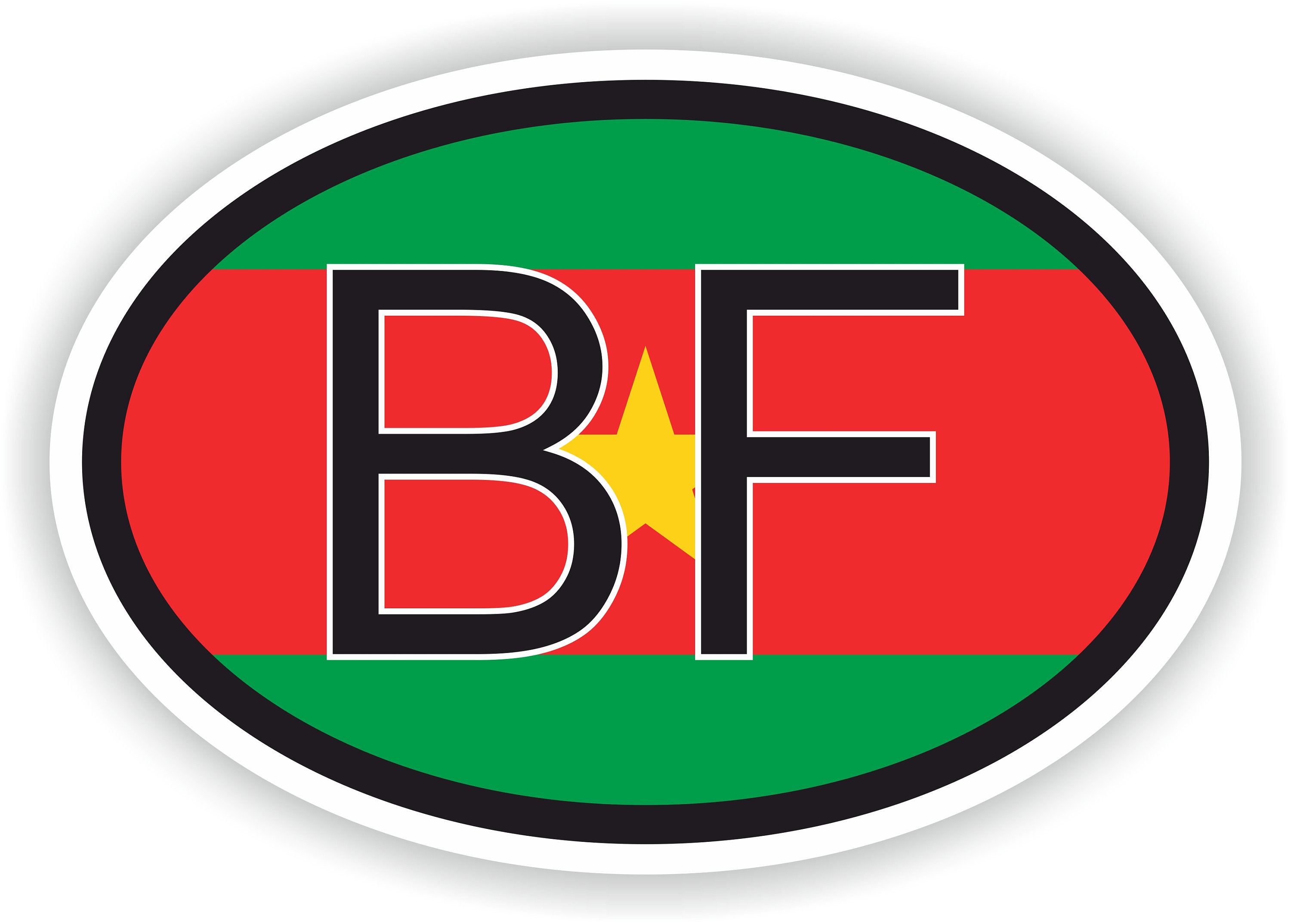 BURKINA FASO Country Code Oval Sticker With Flag for Bumper Laptop Book ...