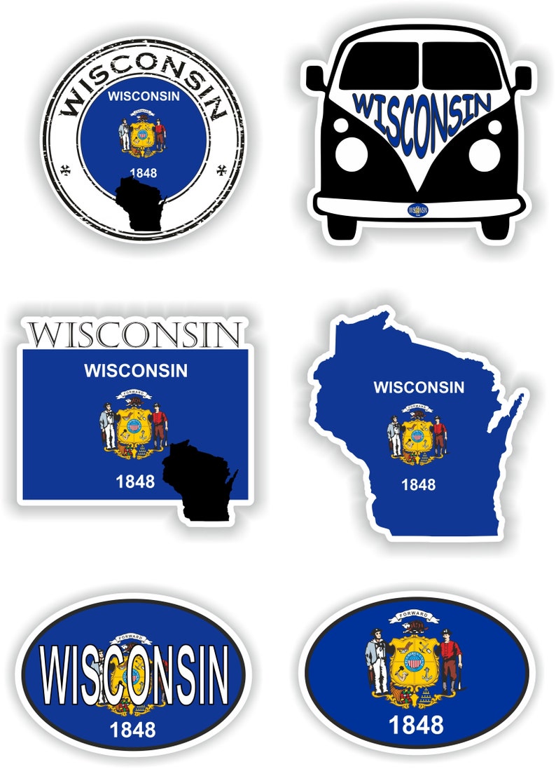 Wisconsin Set of Stickers for Laptop Book Water Bottle Fridge - Etsy