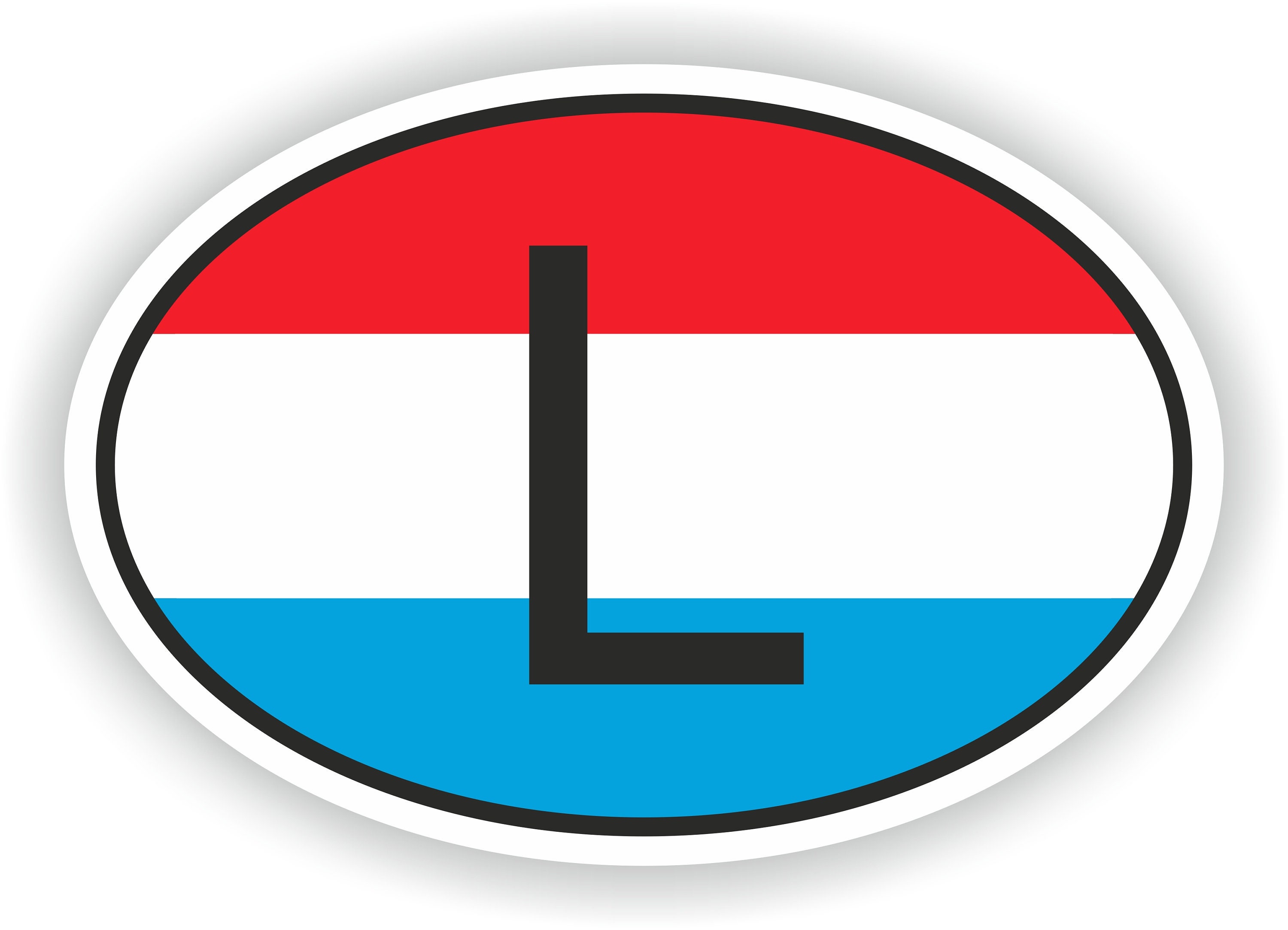 LUXEMBOURG Country Code Oval Sticker With Flag For Bumper Laptop Book LUXEMBOURG Country Code Oval Sticker With Flag For Bumper Laptop Book