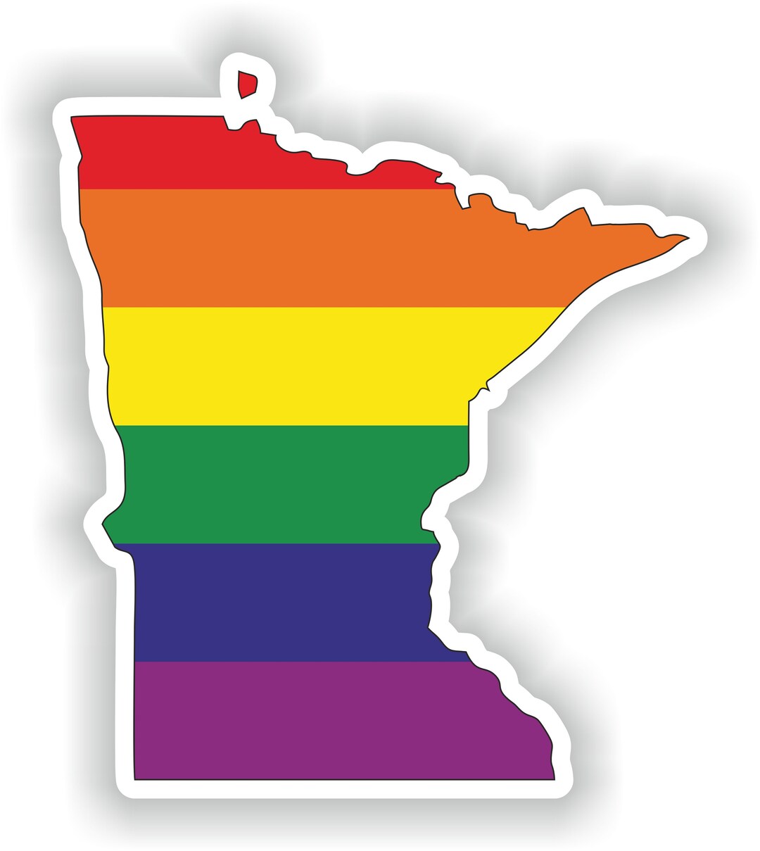 Minnesota Gay Rainbow Map Flag Sticker for Laptop Book Fridge Guitar ...