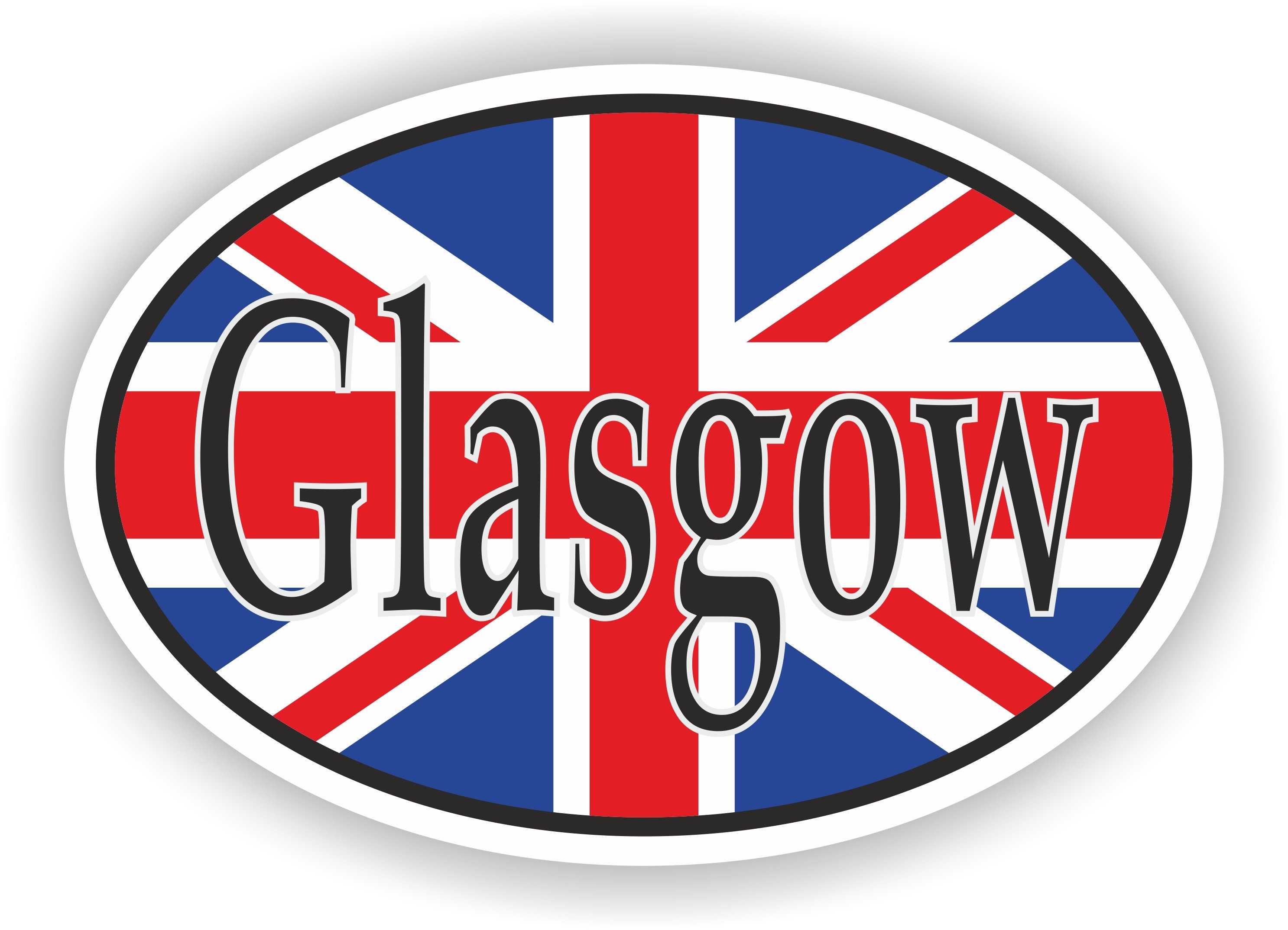 Glasgow United Kingdom UK City Country Code Oval Sticker With Flag for ...
