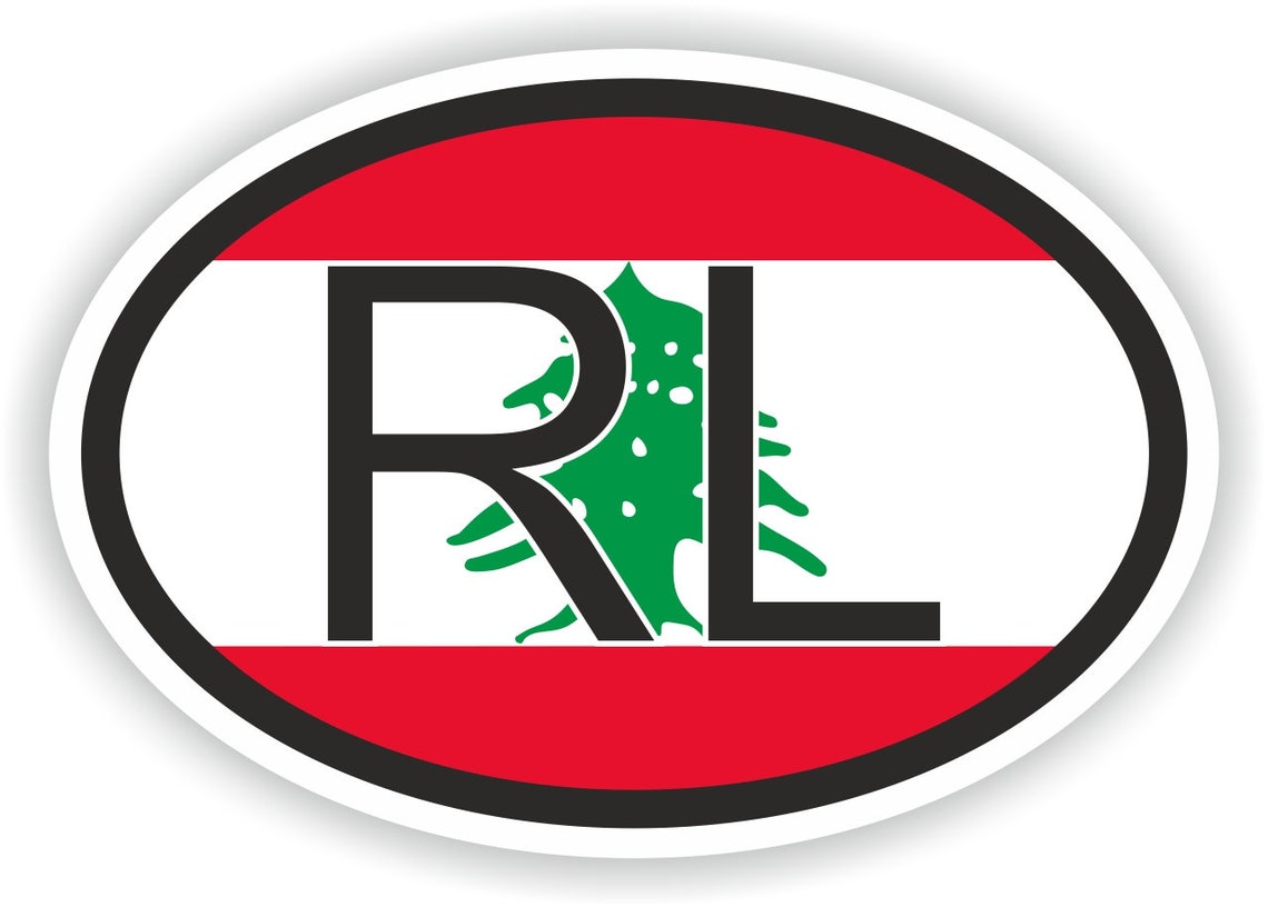 LEBANON Country Code Oval Sticker With Flag for Bumper Laptop Book ...