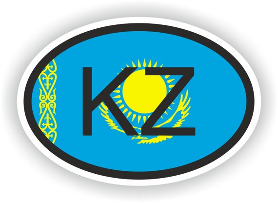 KAZAKHSTAN Country Code Oval Sticker With Flag for Bumper | Etsy