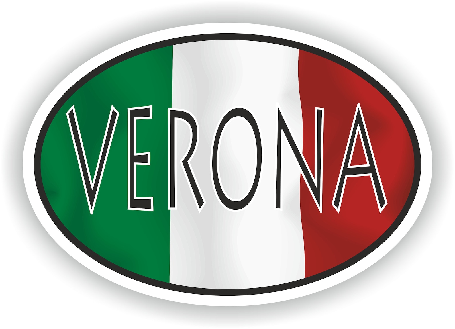 Verona Italy Country Code Oval Sticker With Flag for Bumper Laptop Book ...