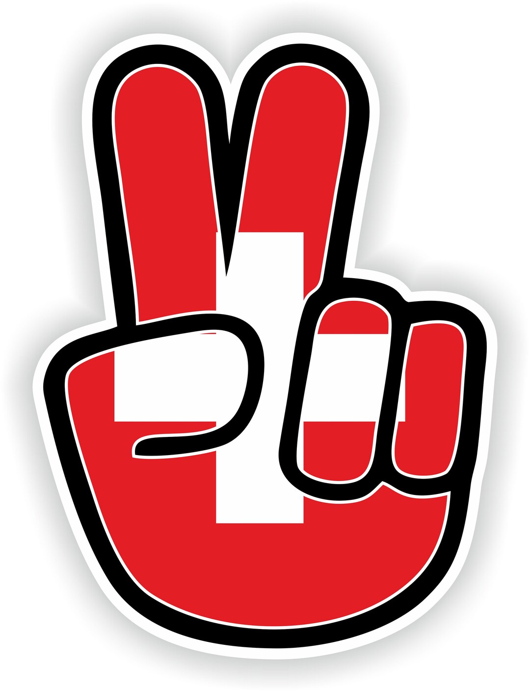 Switzerland Hand Sticker Peace Victory for Laptop Book Fridge Guitar ...