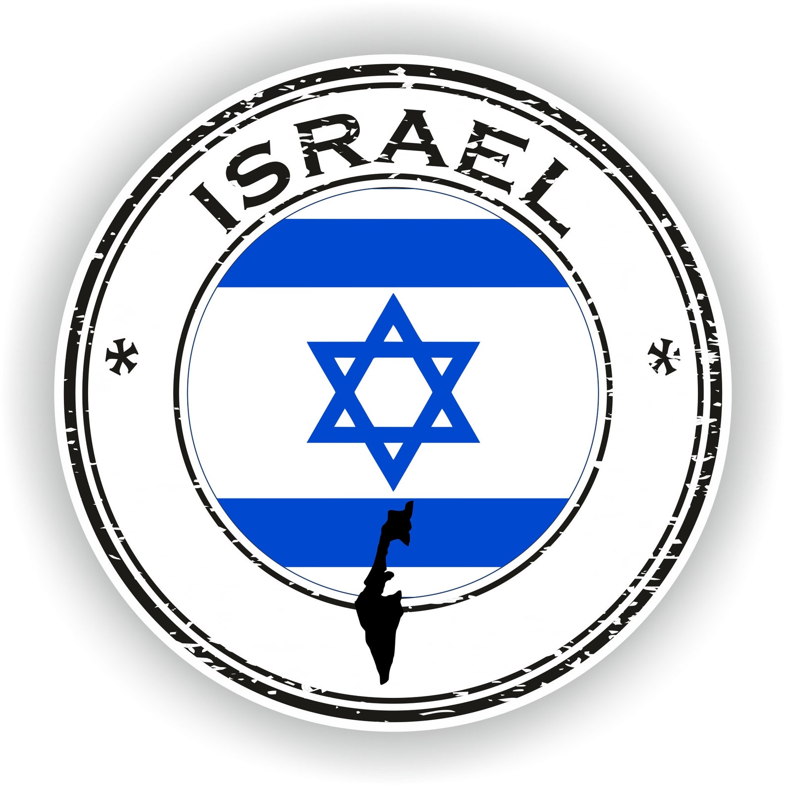 Israel Seal Sticker Round Flag for Laptop Book Fridge Guitar Motorcycle ...