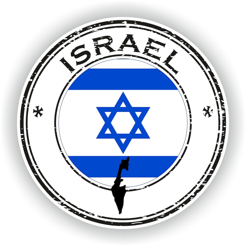 Israel Seal Sticker Round Flag for Laptop Book Fridge Guitar Motorcycle ...