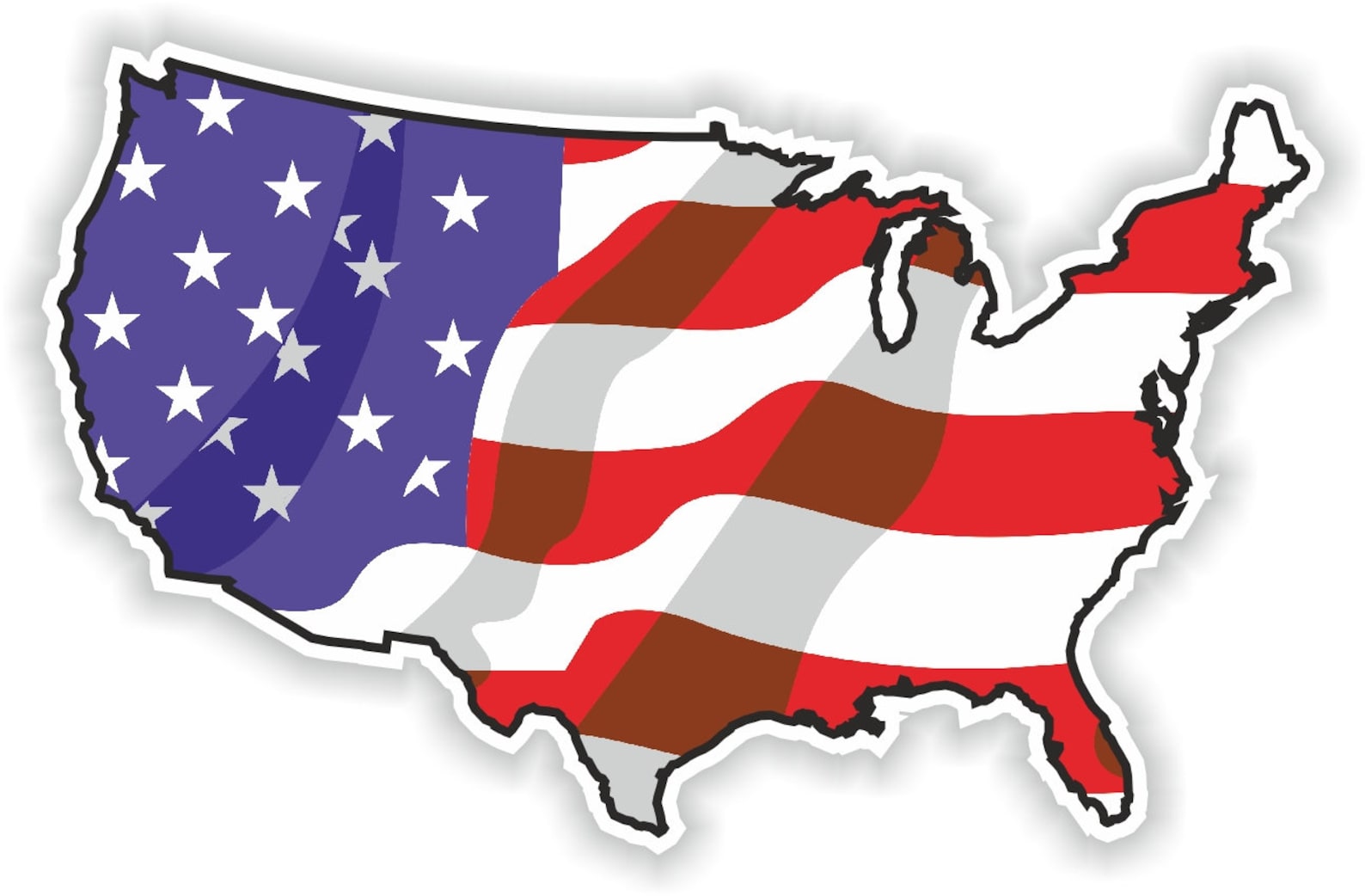USA Map Flag Waving #02 Sticker for Bumper Car Van Truck Motorcycle ...