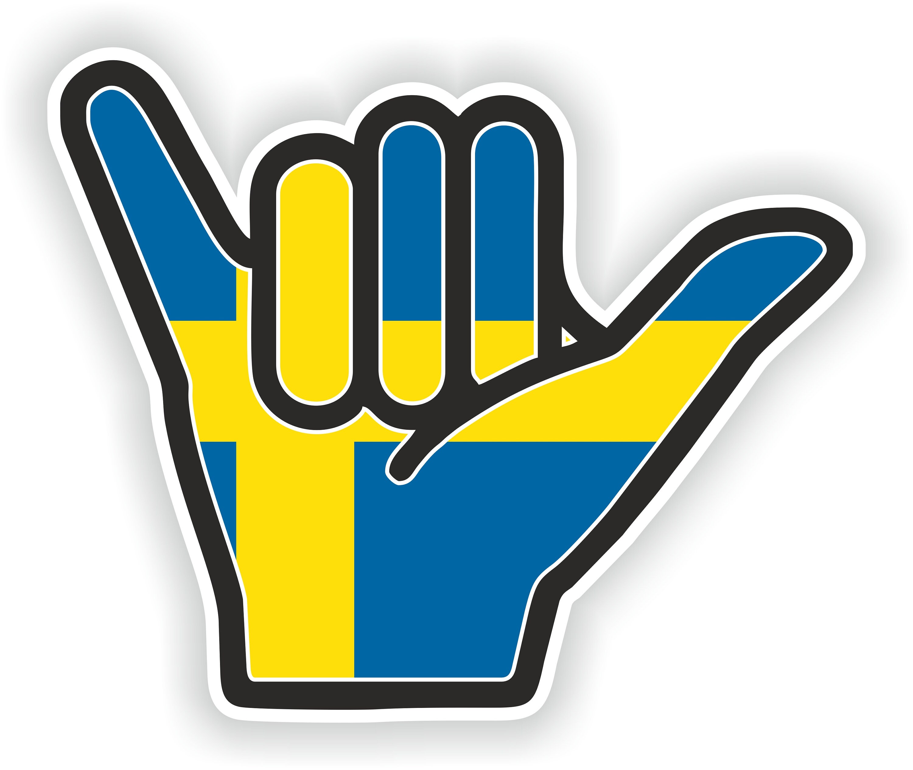 Sweden Shaka Hand Sticker Hang Loose for Laptop Book Fridge Guitar ...