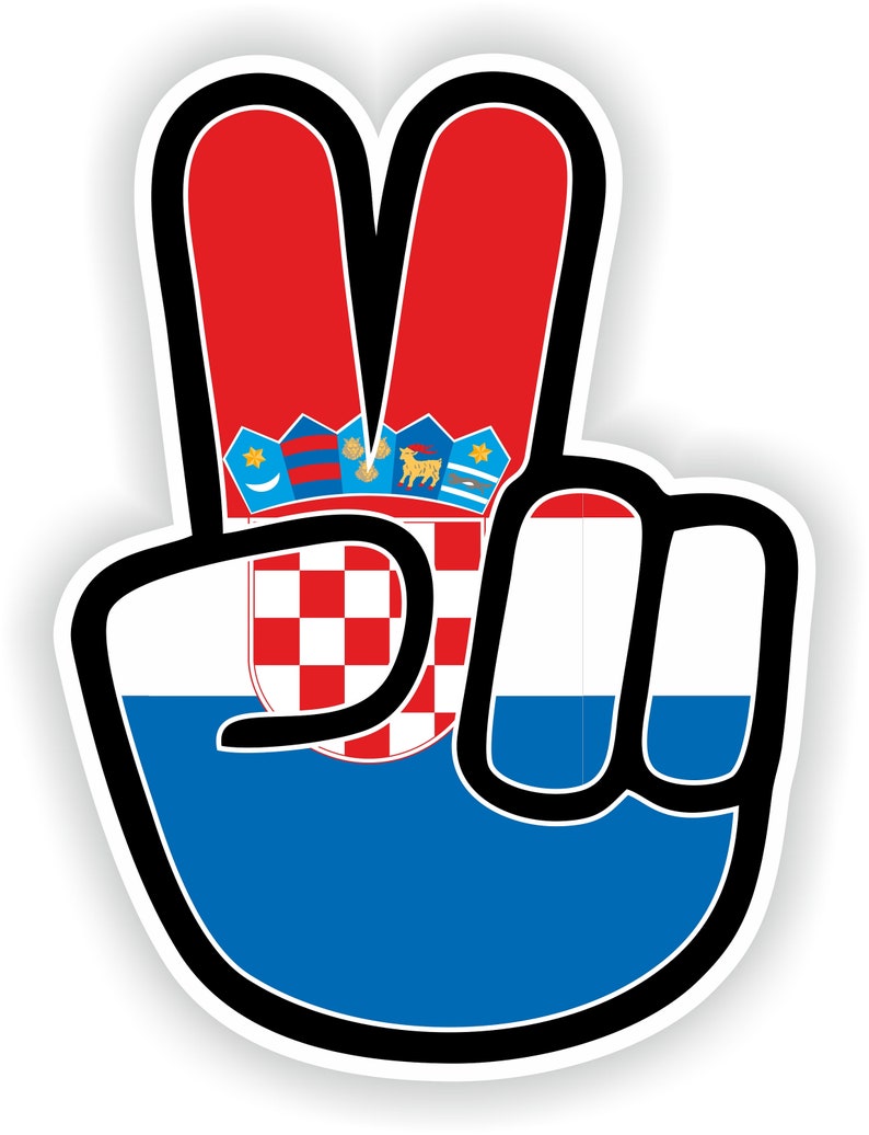 Croatia Hand Sticker Peace Victory for Laptop Book Fridge Guitar ...