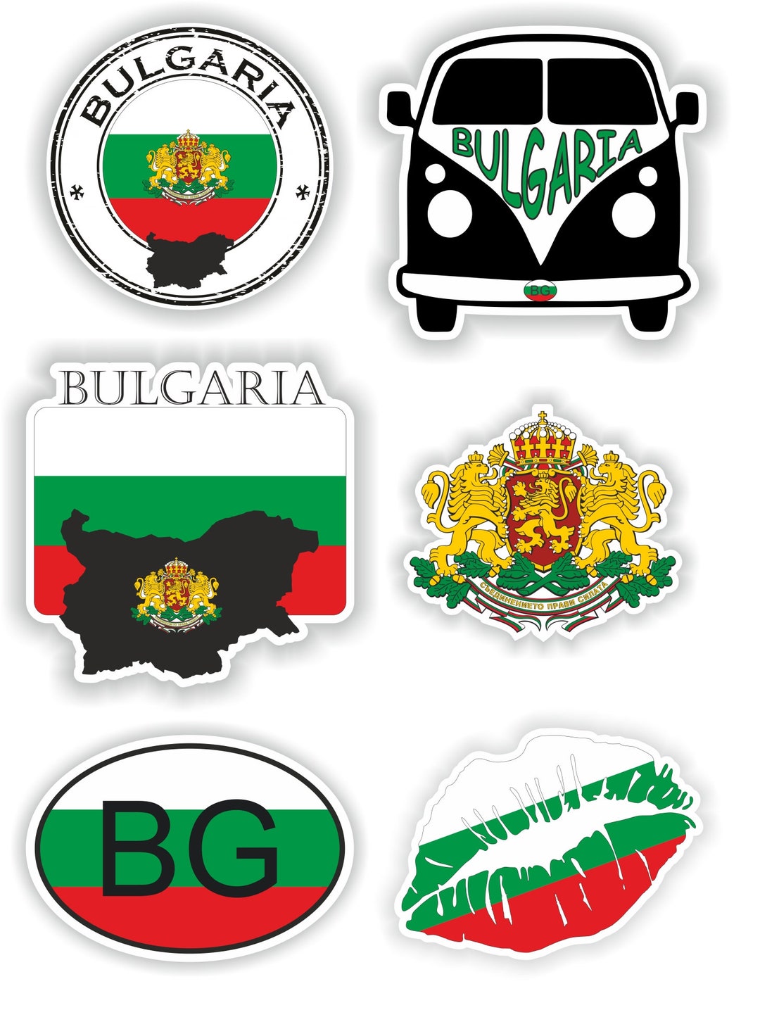 Bulgaria Set Of Stickers For Laptop Book Water Bottle Fridge Guitar
