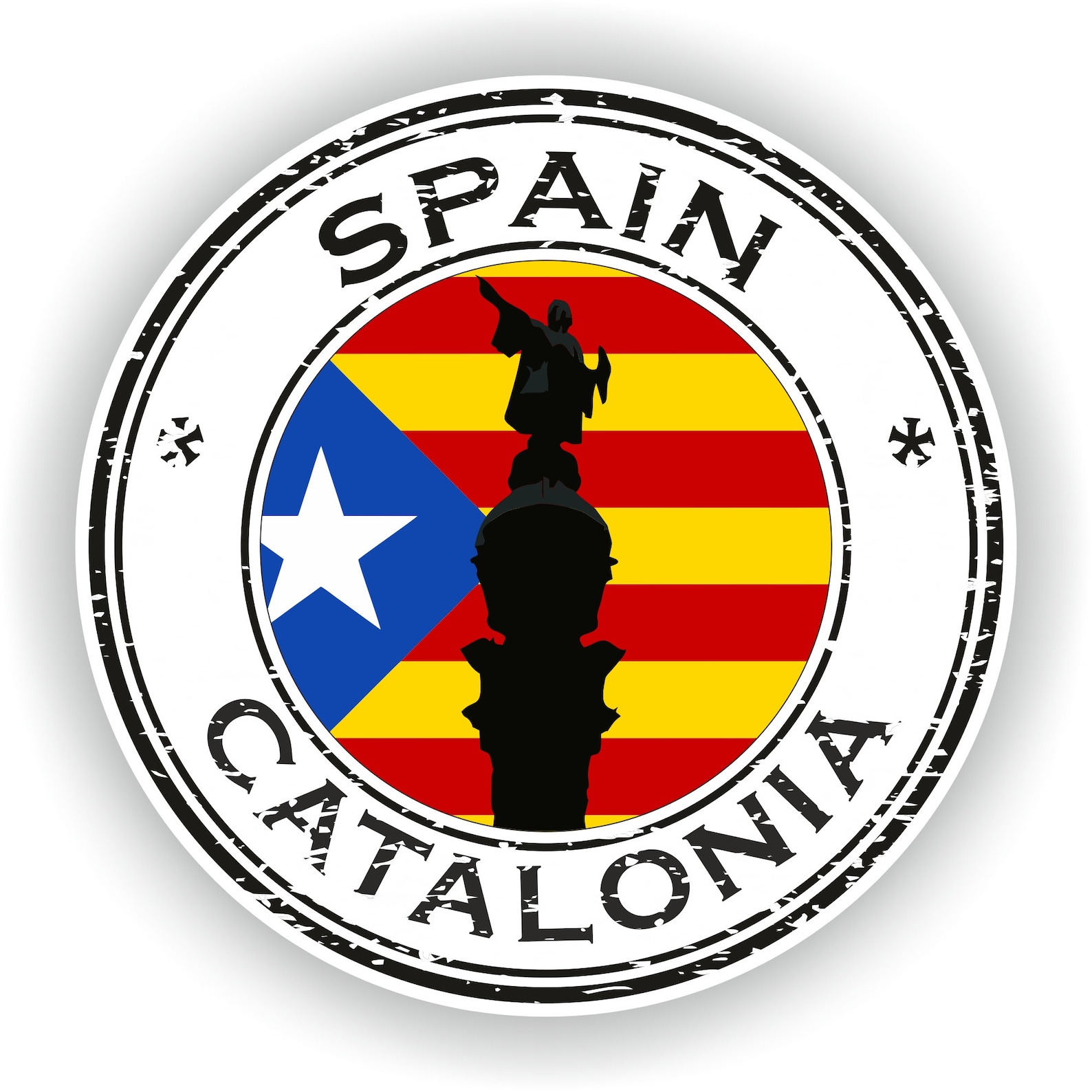 Spain Catalonia Seal Sticker Round Flag for Laptop Book Fridge - Etsy