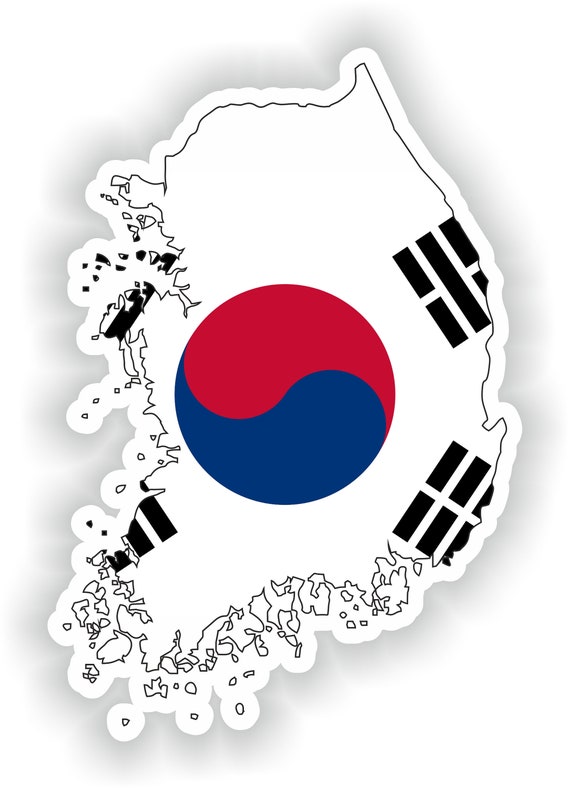 Corea del Sur mapa bandera silueta pegatina para el libro - Etsy México