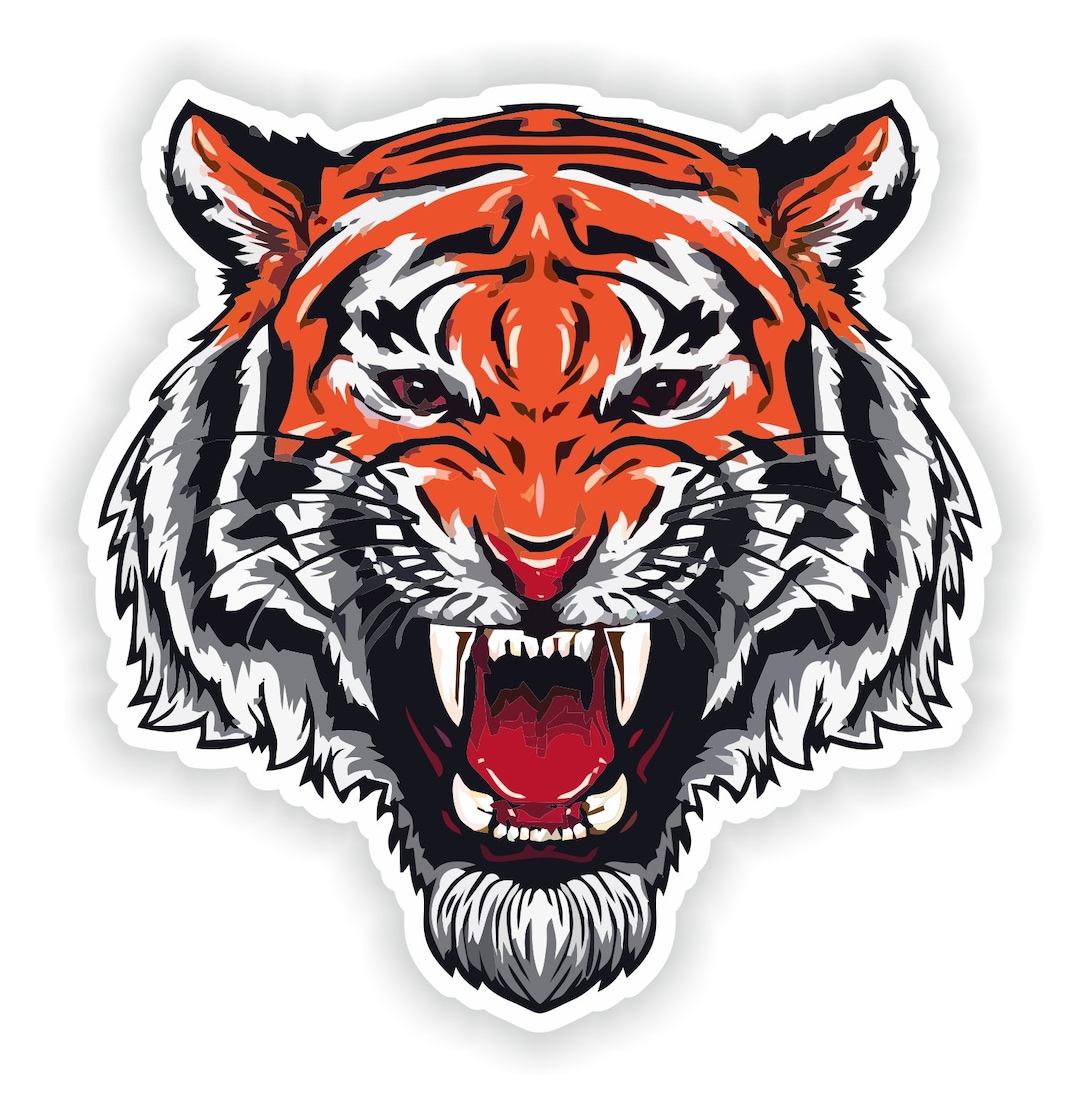 Angry Tiger Sticker for Bumper Car Van Truck Motorcycle Helmet Toolbox ...