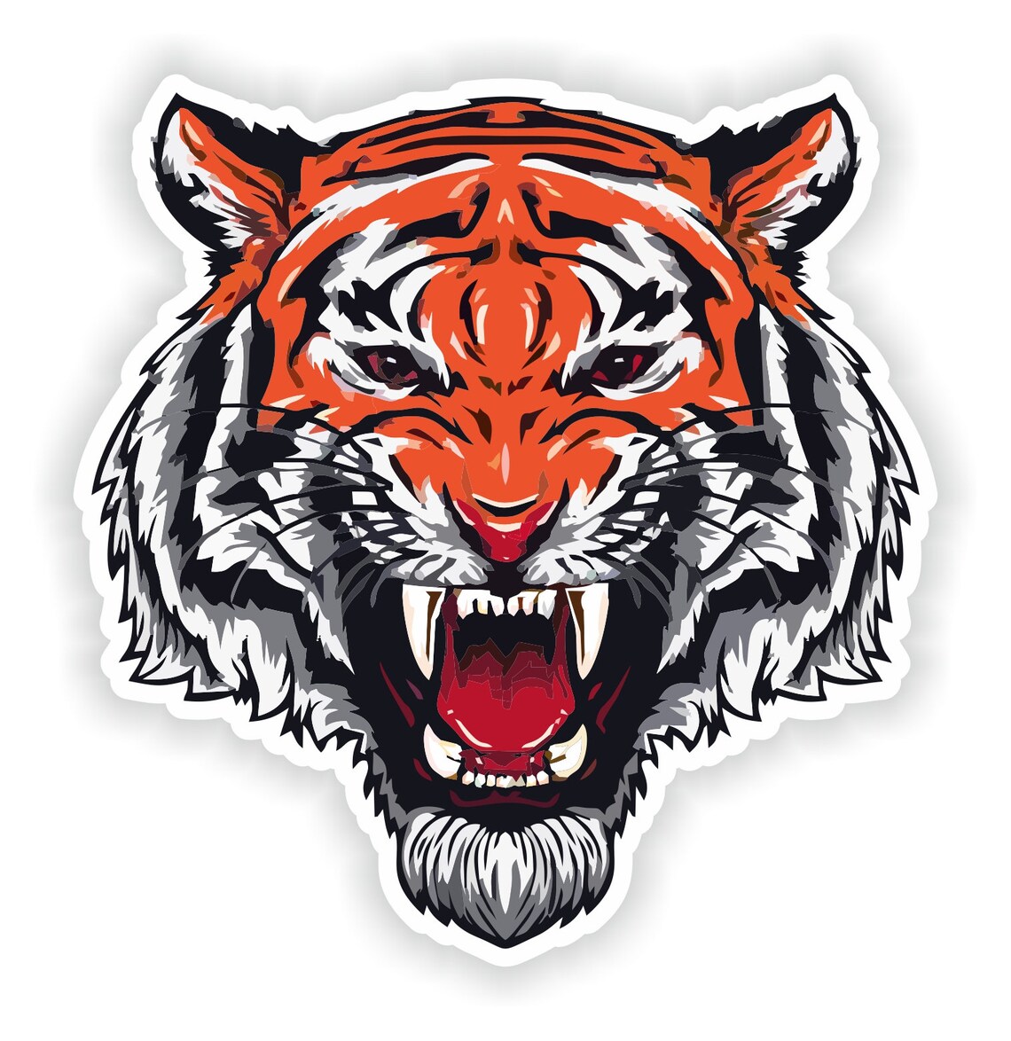 Angry Tiger Sticker for Bumper Car Van Truck Motorcycle Helmet Toolbox ...