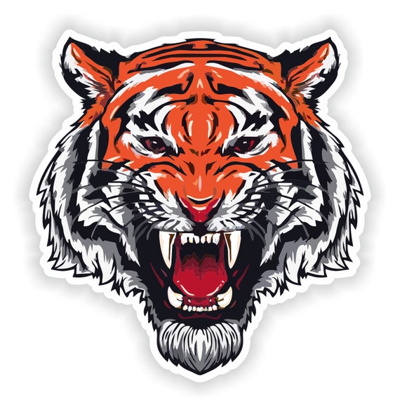 Angry Tiger Sticker for Bumper Car Van Truck Motorcycle Helmet | Etsy
