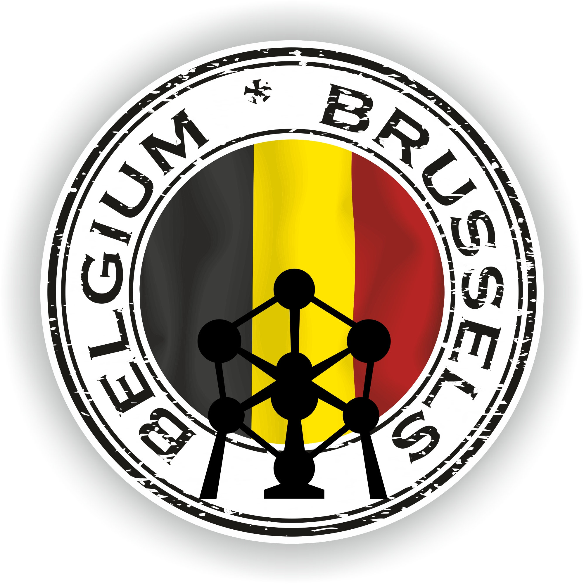 Belgium Brussels Seal Sticker Round Flag for Laptop Book Fridge Guitar ...