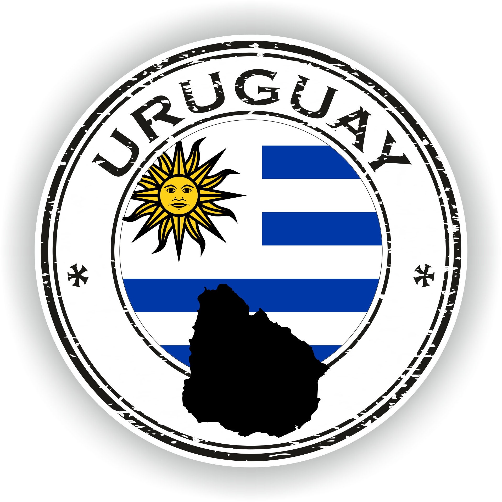 Uruguay Seal Sticker Round Flag for Laptop Book Fridge Guitar ...