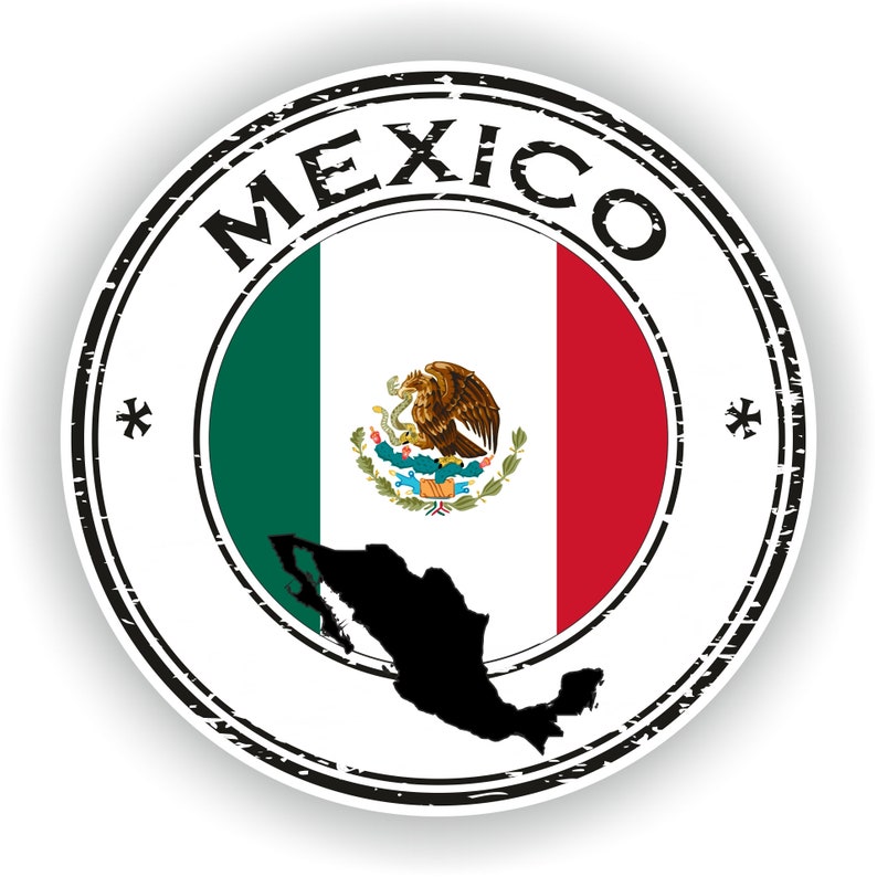 Mexico Seal Sticker Round Flag for Laptop Book Fridge Guitar Motorcycle ...