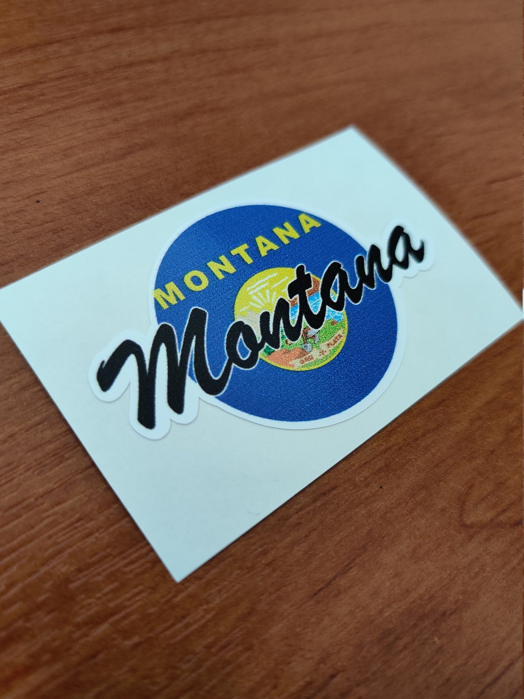 Montana USA Round Flag Sticker for Laptop Book Fridge Guitar Motorcycle ...