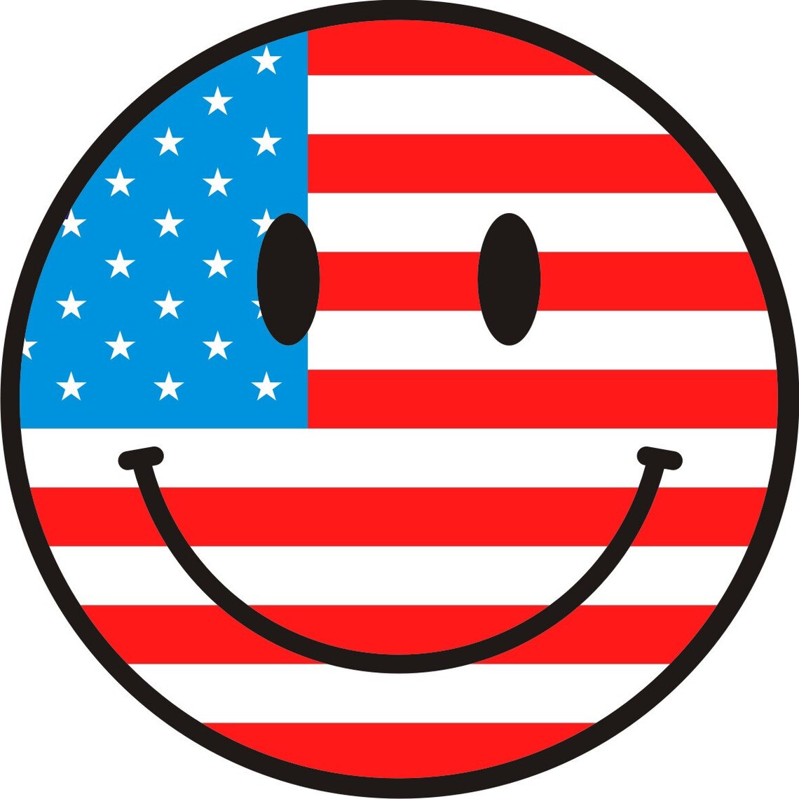 USA Smiley Flag Sticker for Bumper Car Van Truck Motorcycle Helmet ...