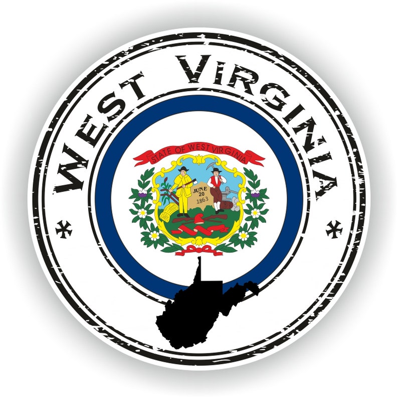 West Virginia Seal Sticker Round Flag for Laptop Book Fridge Guitar ...