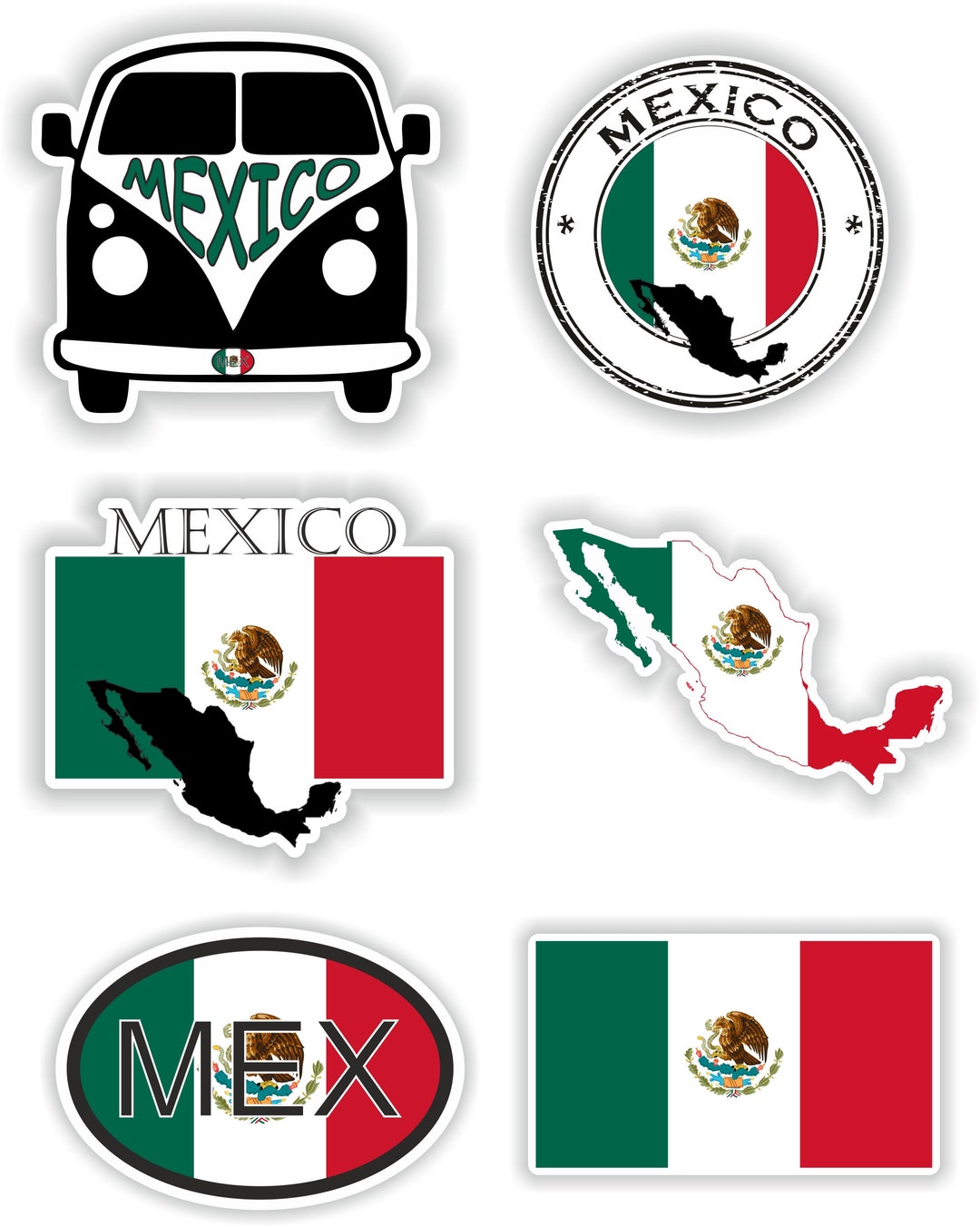 Mexico Set of Stickers for Laptop Book Water Bottle Fridge Guitar ...