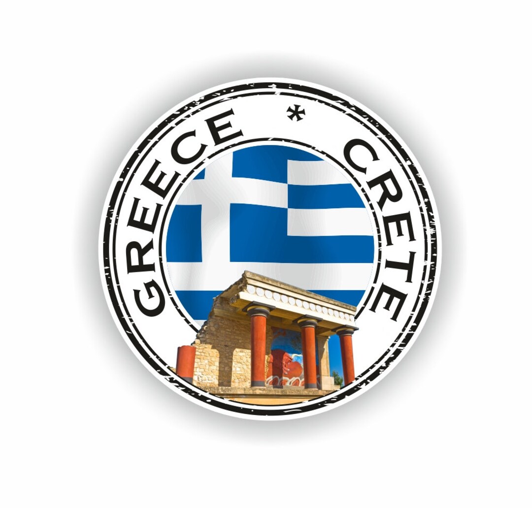 Greece Crete Island #02 Seal Sticker Round Flag for Laptop Book Fridge ...