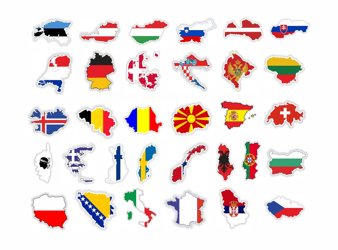 Set of Map Flag Stickers X32 Items, Size of Each Sticker is 5cm - Etsy