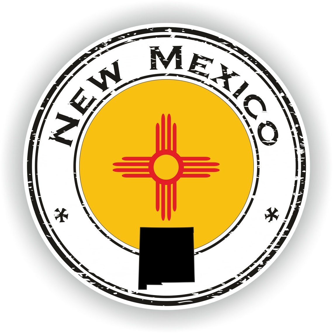 New Mexico Seal Sticker Round Flag for Laptop Book Fridge Guitar ...