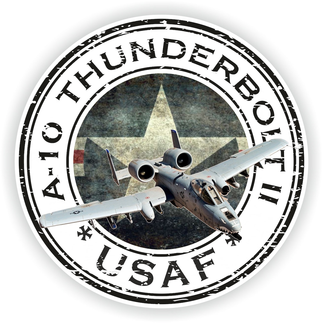 USA A-10 Thunderbolt II USAF U.S.A.F. Military Seal Sticker Round Flag ...