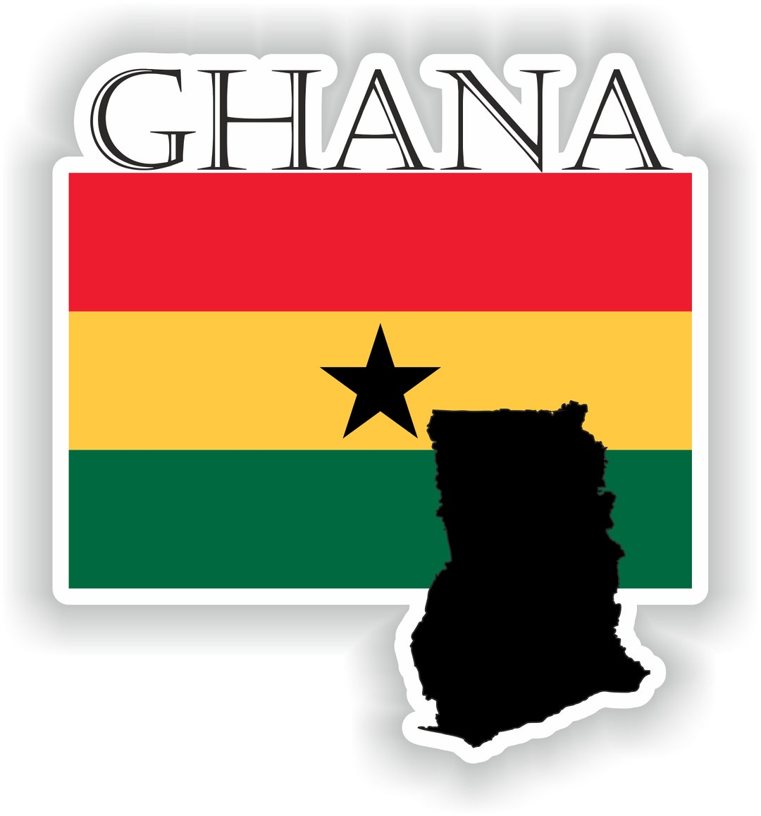 Ghana Sticker Flag MF for Laptop Book Fridge Guitar Motorcycle Helmet ...