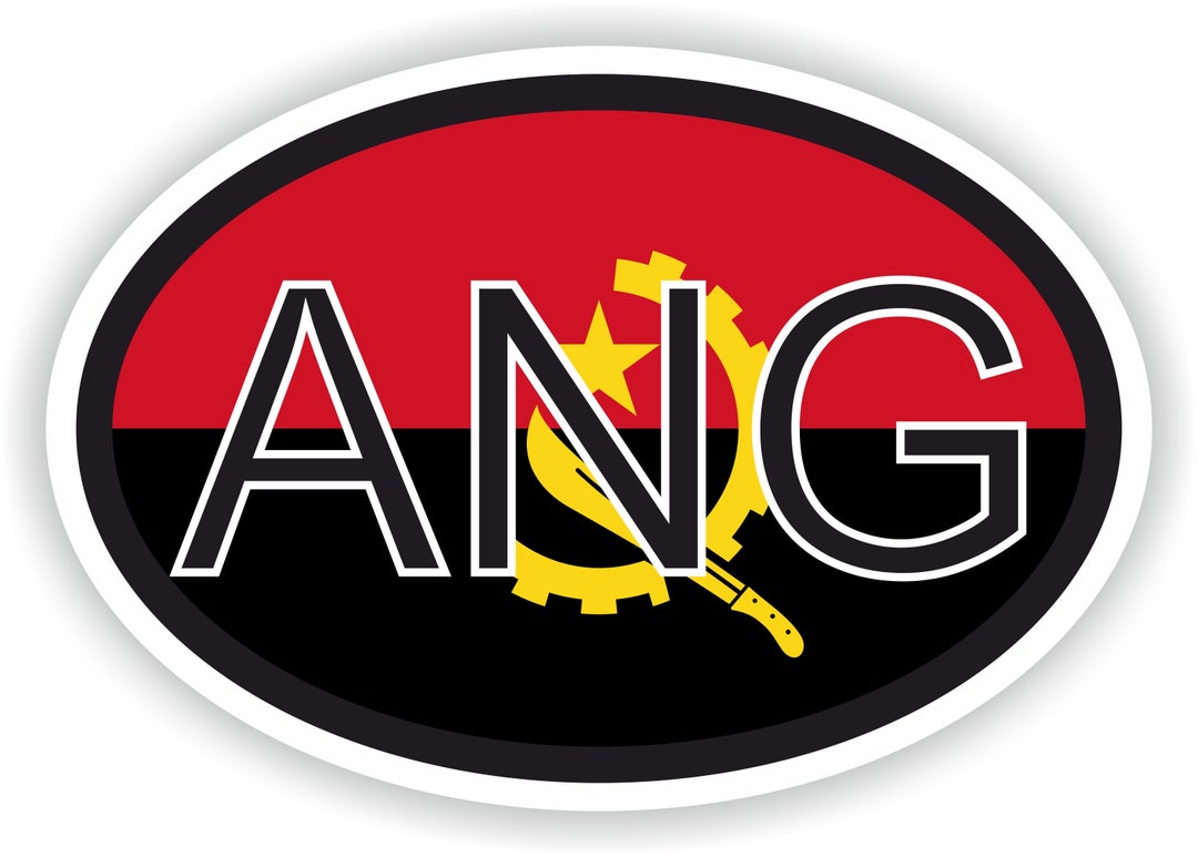 ANGOLA Country Code Oval Sticker With Flag for Bumper Laptop Book ...