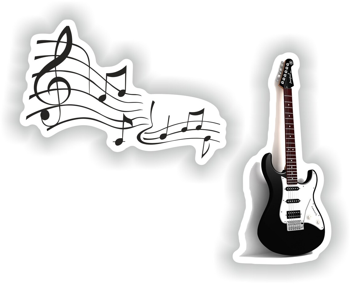 Electric Guitar Sticker for Bumper Car Van Truck Motorcycle Helmet ...