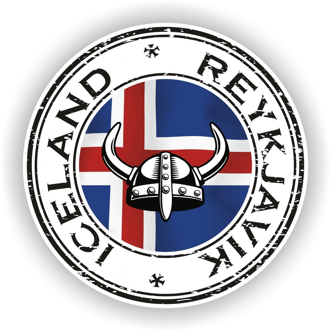 Iceland Reykjavik Seal Sticker Round Flag for Laptop Book Fridge Guitar ...