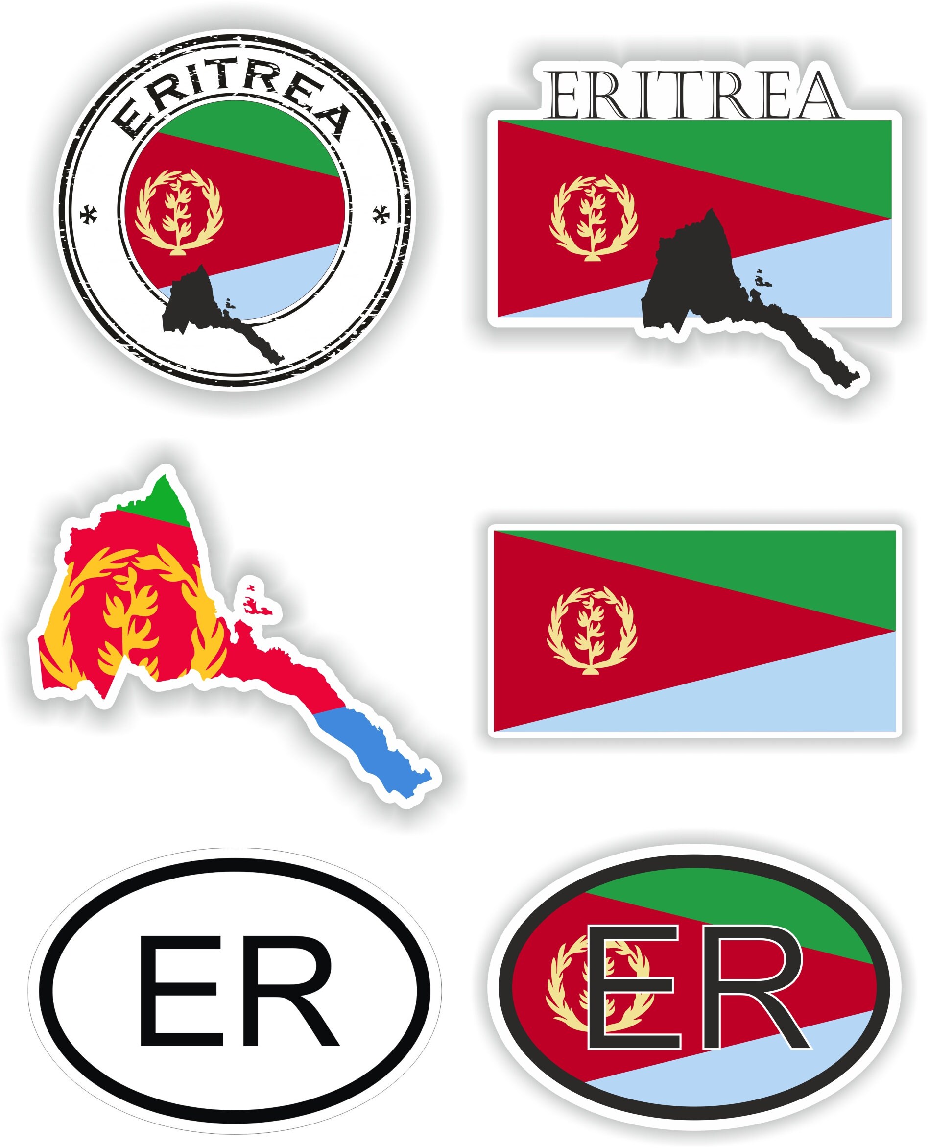 Eritrea Set of Stickers for Laptop Book Water Bottle Fridge Guitar ...