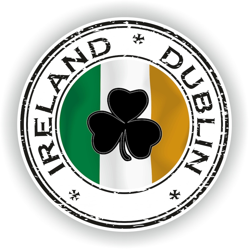 Ireland Dublin Seal Sticker Round Flag For Laptop Book Fridge Guitar