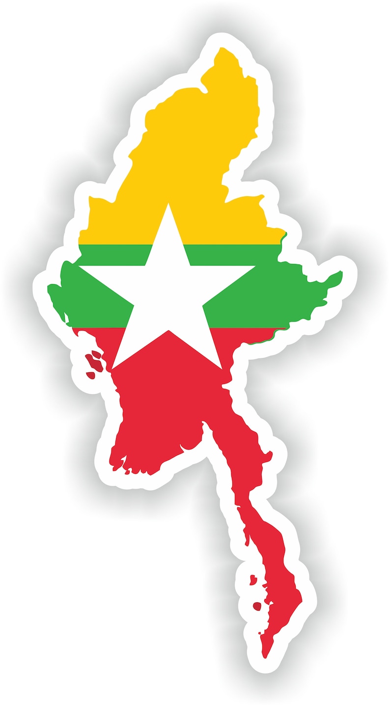 Burma Map Flag Silhouette Sticker for Laptop Book Fridge Guitar ...