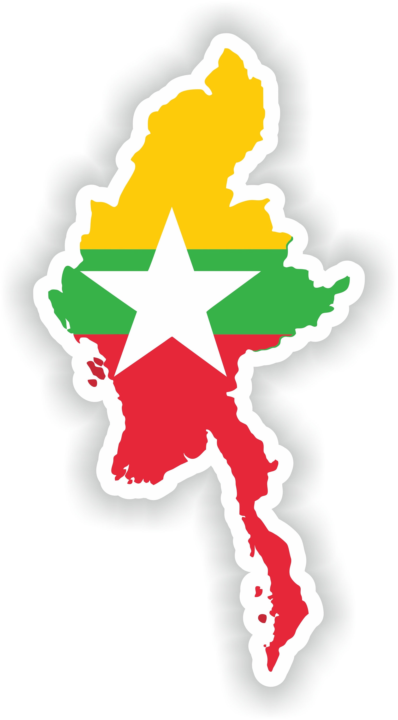 Burma Map Flag Silhouette Sticker for Laptop Book Fridge Guitar ...