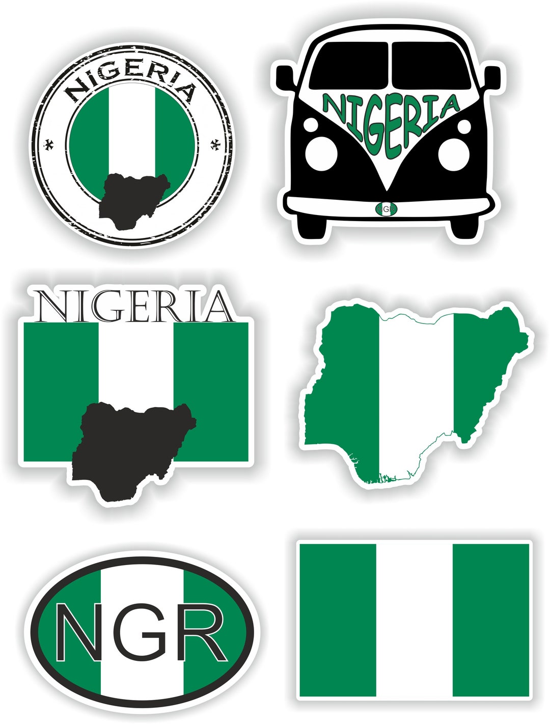 Nigeria Set of Stickers for Laptop Book Water Bottle Fridge Guitar ...