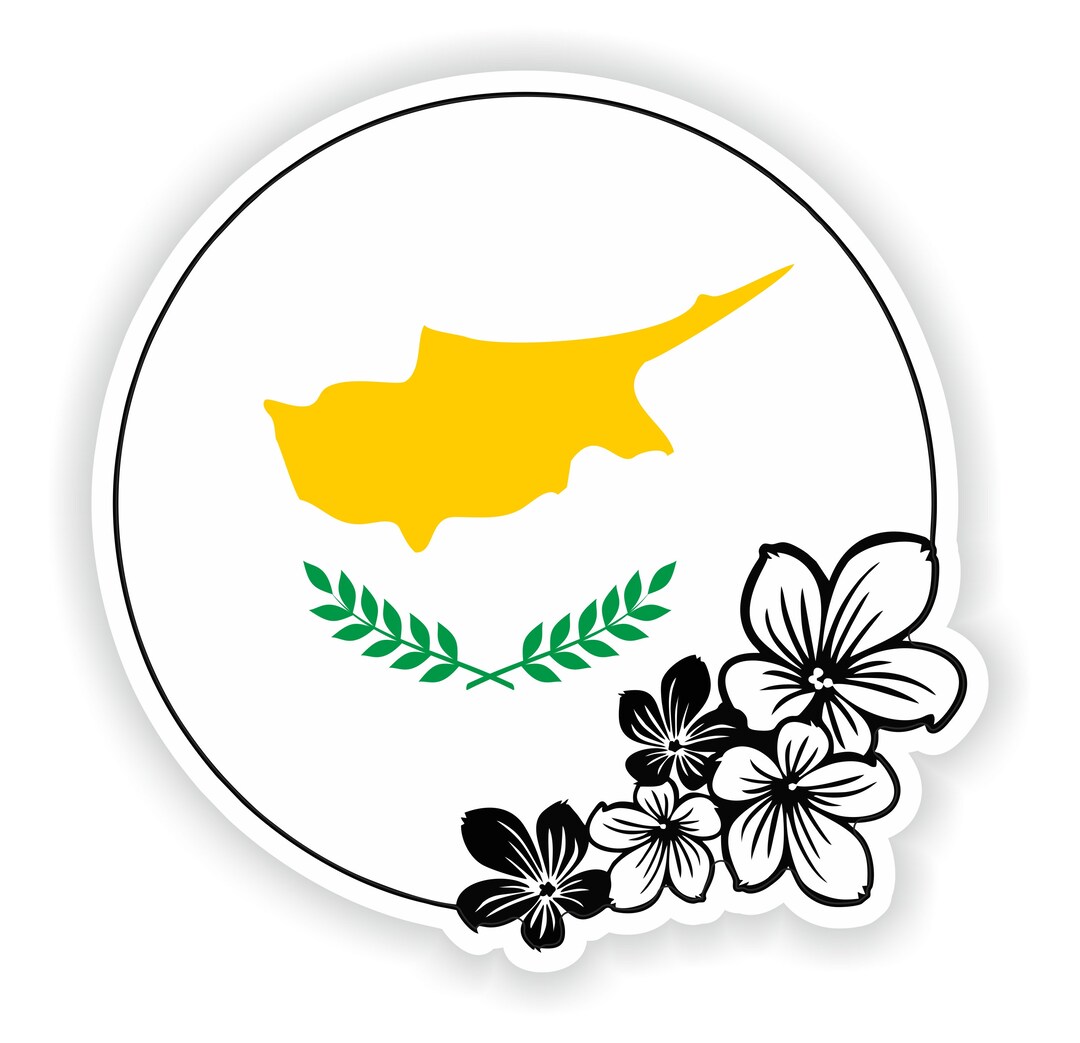 Cyprus Sticker Round Flag for Laptop Book Fridge Guitar Motorcycle ...