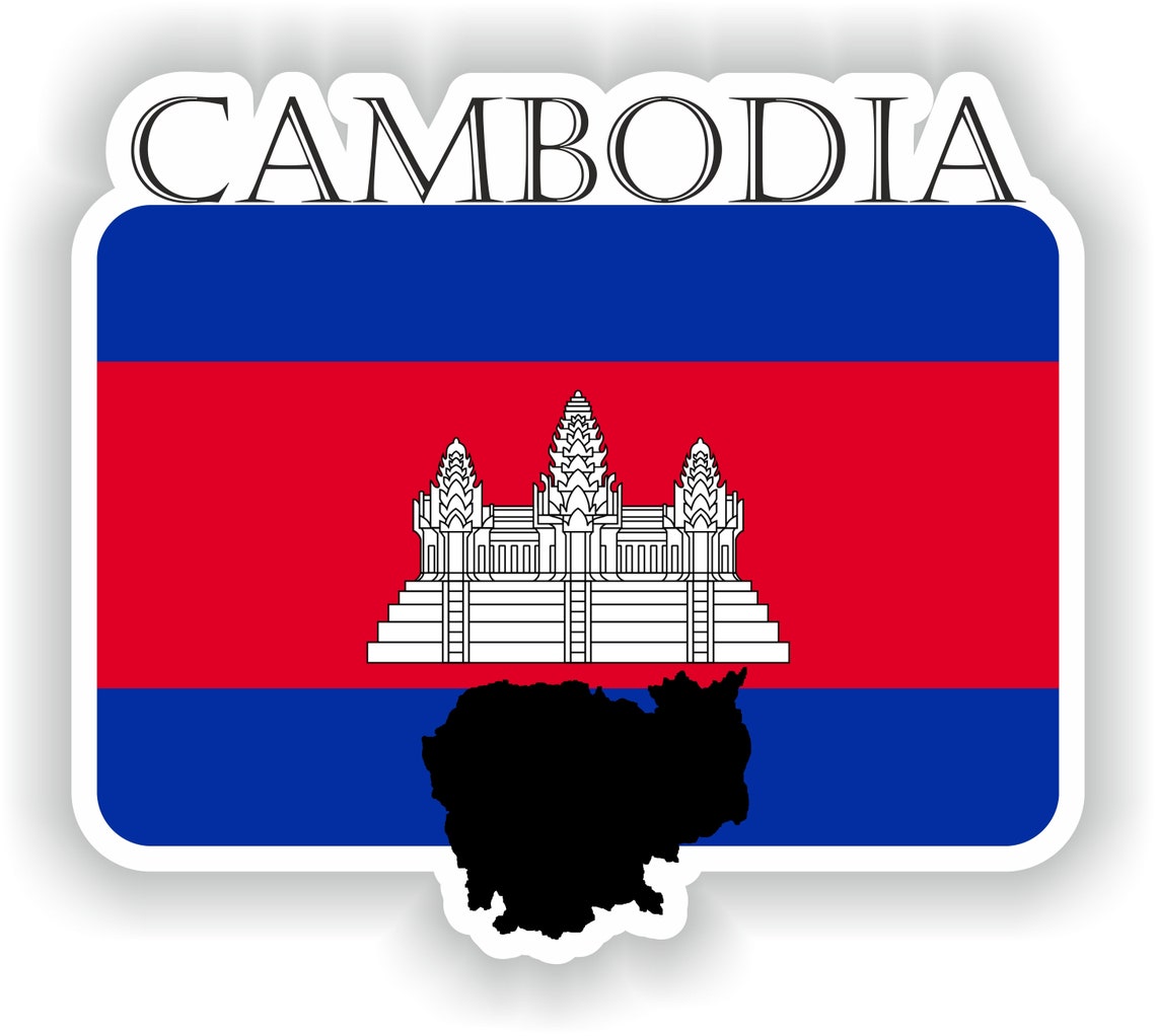 Cambodia Sticker Flag MF for Laptop Book Fridge Guitar Motorcycle ...