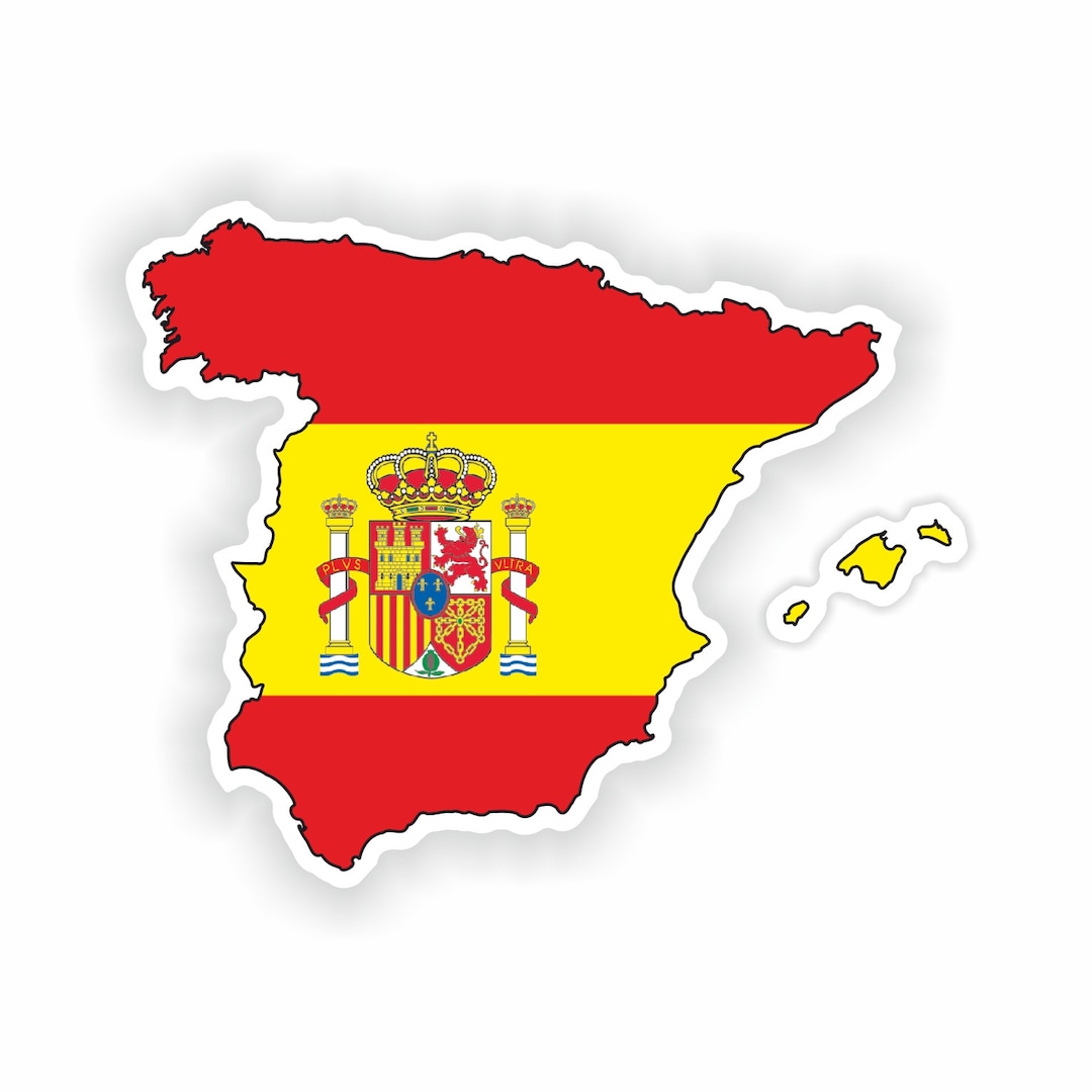 Spain Map Flag Silhouette Sticker for Laptop Book Fridge Guitar ...