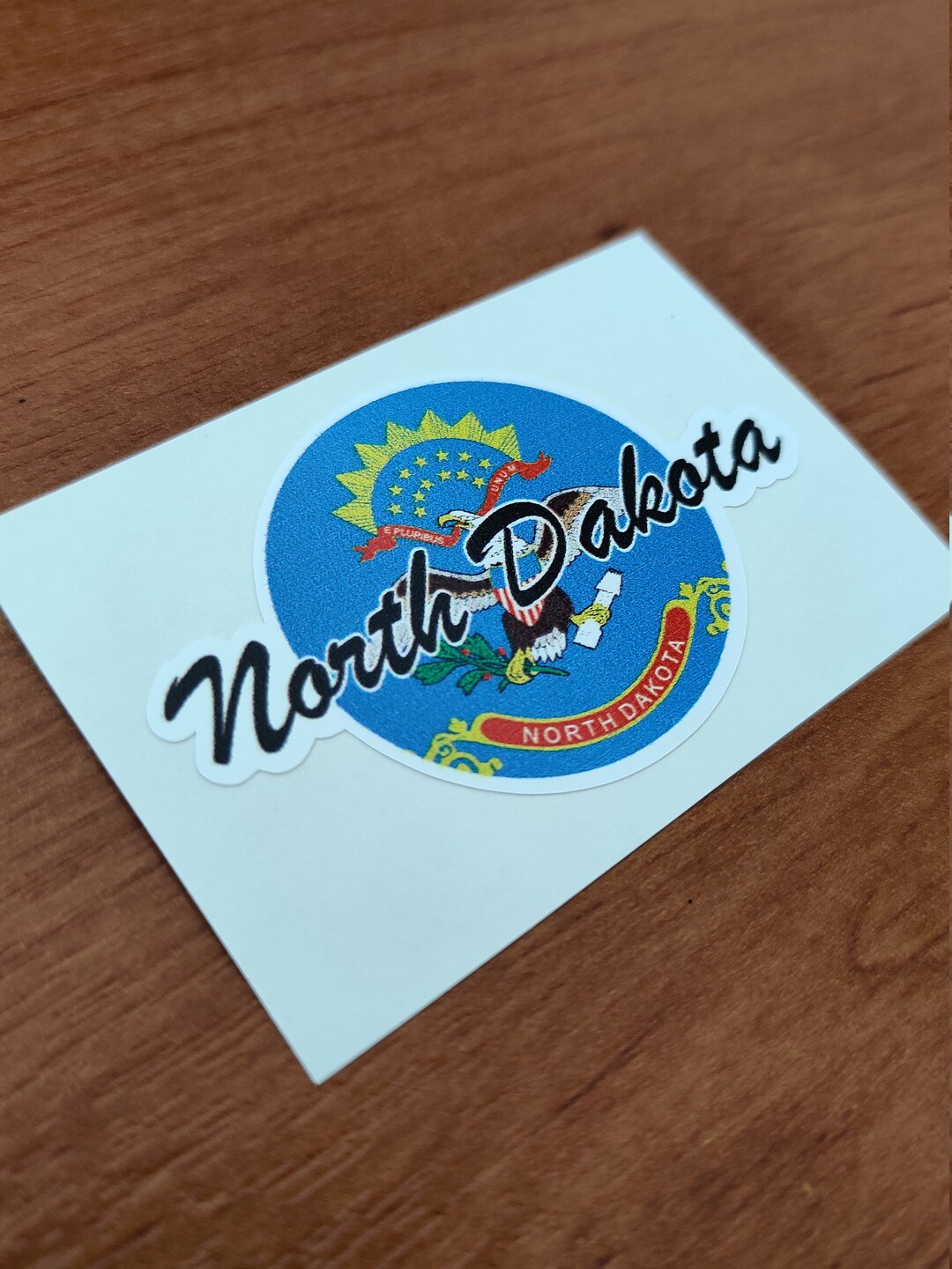 North Dakota USA Round Flag Sticker for Laptop Book Fridge Guitar ...