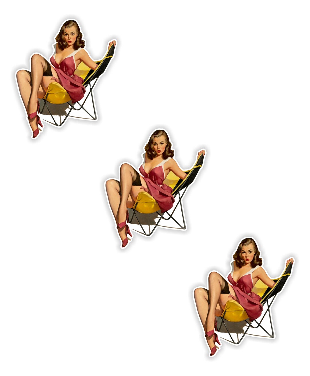 Pin Up Girl 3x Stickers Vintage Sexy 10 4 5x5cm 1 7 X Etsy